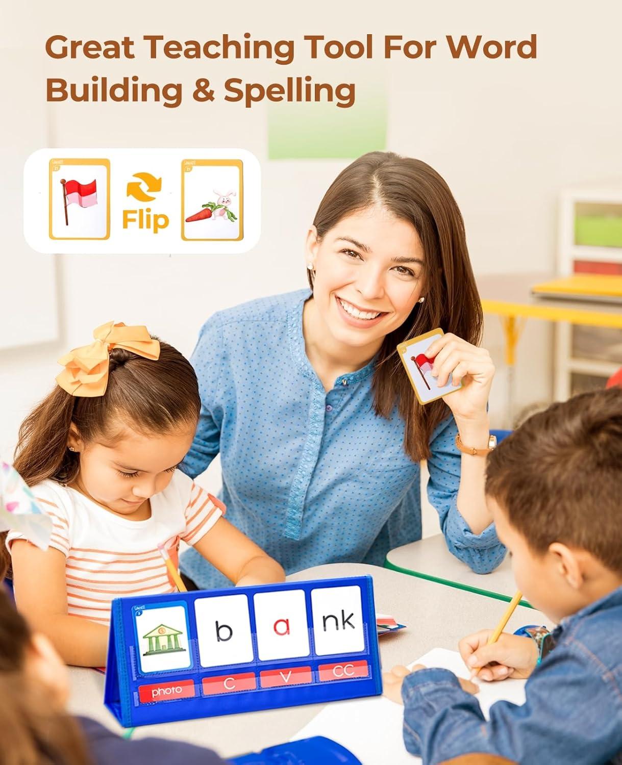 Gamenote Word Building Desktop Pocket Chart Tent Flash Cards Kit – CVC ...